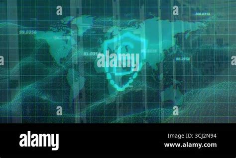 Grid Overlaying Map Ui Initiating Data Labels Fading And Wave Sweeping While Shield Securing