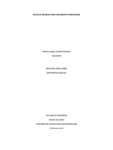 Taller De Modelos Para Crecimiento Poblacional Pdf Zombis