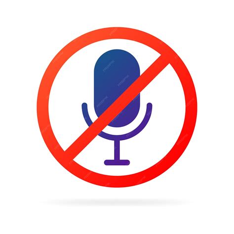 Premium Vector Microphone Muted Icon Flat Color Red Prohibition Circle Muted Microphone Vector