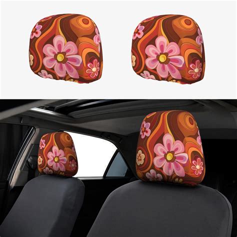 Car Headrest Covers 2pcs Full Coverage Headrest Covers For Most Car