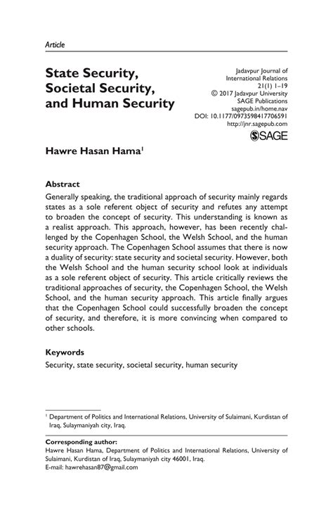 PDF State Security Societal Security And Human Security