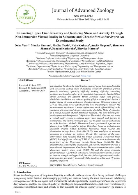 Pdf Enhancing Upper Limb Recovery And Reducing Stress And Anxiety Through Non Immersive