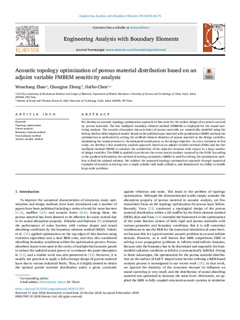 Pdf Acoustic Topology Optimization Of Porous Material Distribution Based On An Adjoint