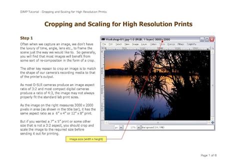 pdf gimp tutorial cropping and scaling for high resolution prints