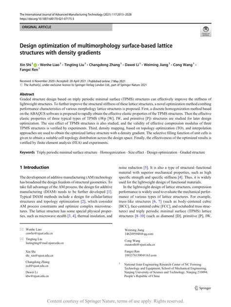 Design Optimization Of Multimorphology Surface Based Lattice Structures With Density Gradients