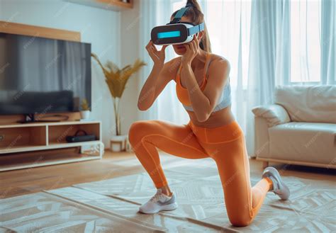 Free Photo Adult Doing Fitness Through Virtual Reality