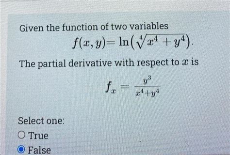 solved given the function of two variables f x y ln √x