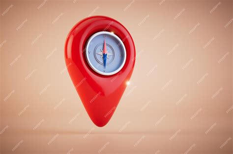 Premium Photo Location By Compass A Compass Inside A Red Gps Dot On A Pastel Background 3d Render