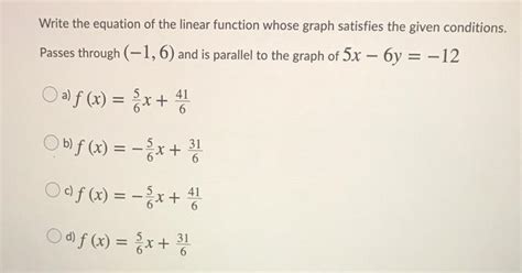Solved Write The Equation Of The Linear Function Whose Graph
