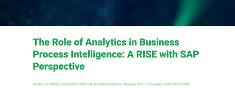 The Role Of Analytics In Business Process Intelligence A Rise With Sap