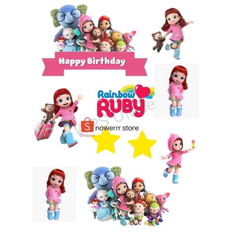 Jual Topper Cake Tema Rainbow Ruby Customtopper Ultah Ruby Rainbow