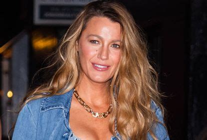 Blake Lively Wore A Denim Micro Mini With Naked Heels In Nyc Who What Wear