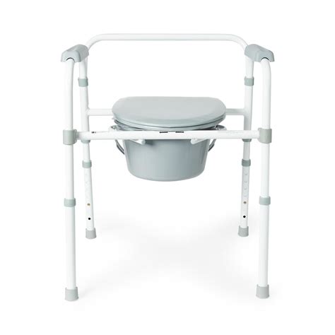 Medline 3 In 1 Folding Steel Commode Retail 350lb Cap 1ct