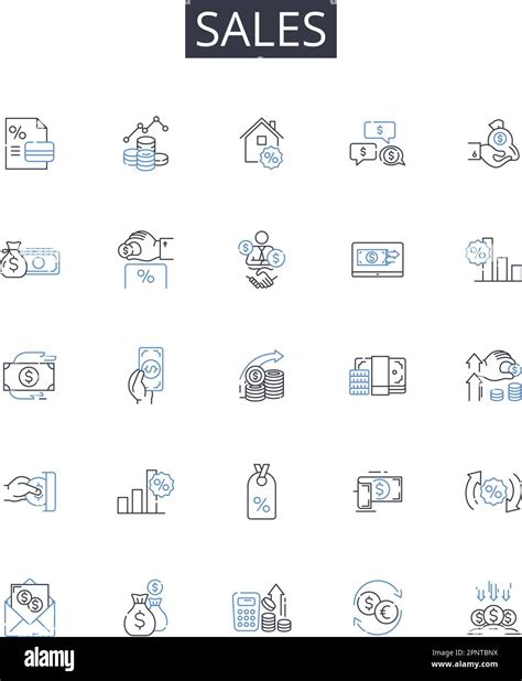 Sales Line Icons Collection Marketing Business Revenue Income