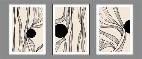 Abstract Line Art Background Vector Minimalist Modern Botanical Contour Drawing With Monochrome