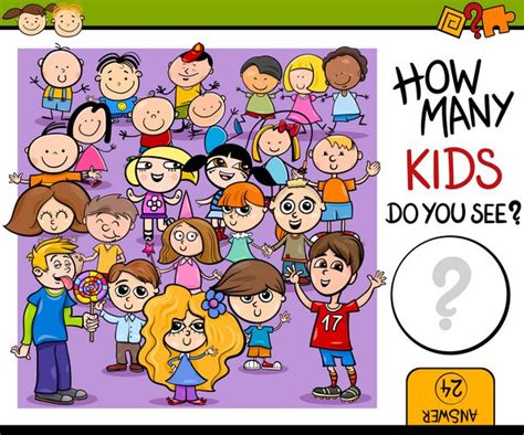 تصویر وکتور کارتونی بازی شمارش آموزش برای کودکان پیش دبستانی 1201302