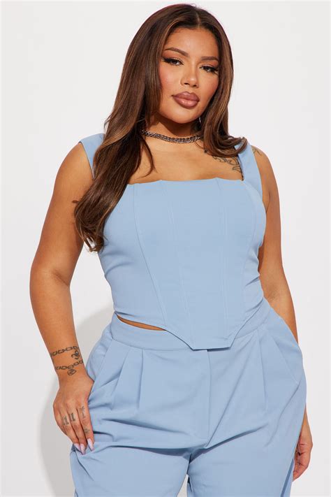 Karol Corset Pant Set Slate Blue Fashion Nova