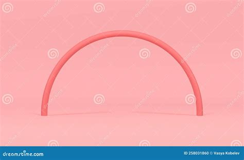 Red Archway Curved 3d Column Minimal Decor Element Studio Background