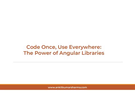 Code Once Use Everywhere The Power Of Angular Libraries Speaker Deck