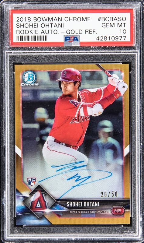 Shohei Ohtani 2018 Bowman Chrome Bcra So Rookie Auto Gold Refractor 50 Batting Price Guide