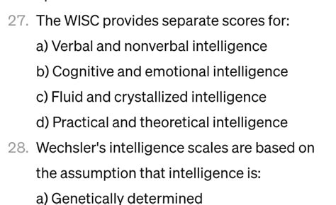 Solved The Wisc Provides Separate Scores For A ﻿verbal And