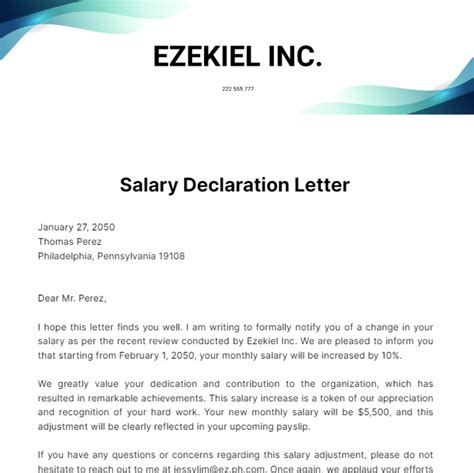 Free Salary Declaration Letter Template To Edit Online