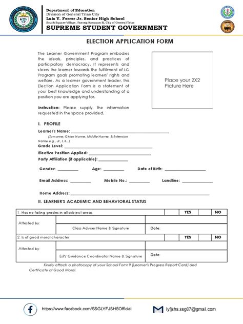Proper Format Election Application Form Pdf