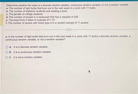 Solved Determine Whether The Value Is A Discrete Random