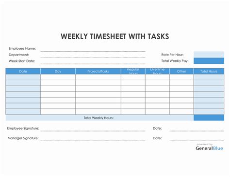 excel timesheet template with tasks