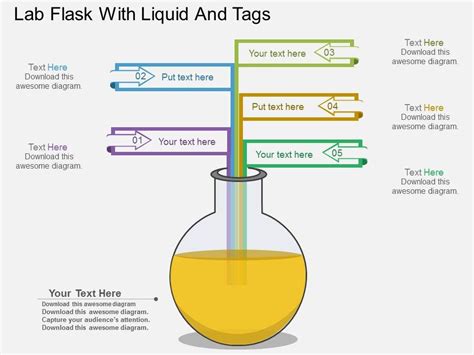 Sp Lab Flask With Liquid And Tags Flat Powerpoint Design Presentation PowerPoint Diagrams