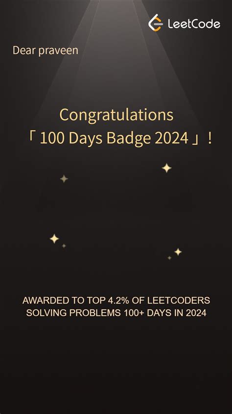 Praveen Nishad On Linkedin Leetcode 100daysbadge Codingjourney Problemsolving Achievement