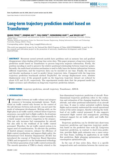 Pdf Long Term Trajectory Prediction Model Based On Transformer