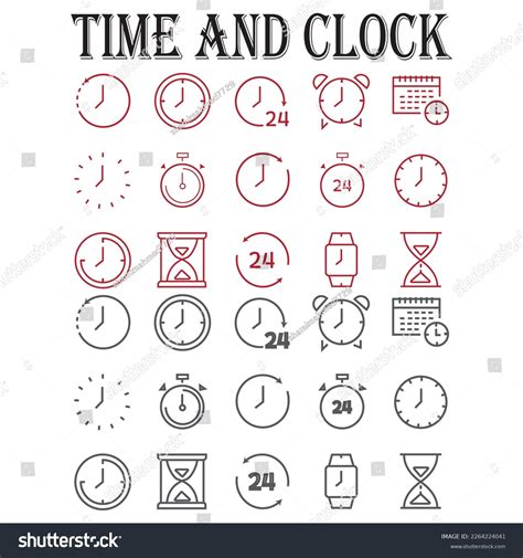 Time Clock Line Icons Vector Linear Stock Vector Royalty Free 2264224041 Shutterstock