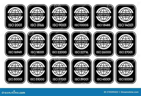 标准化标志国际组织集 一套流行标准iso 证书概念 矢量 向量例证 插画 包括有 设计 国际 270599422