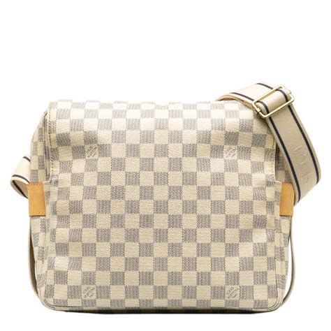 Pre Owned Louis Vuitton Damier Azur Naviglio Shoulder Bag N51189 White