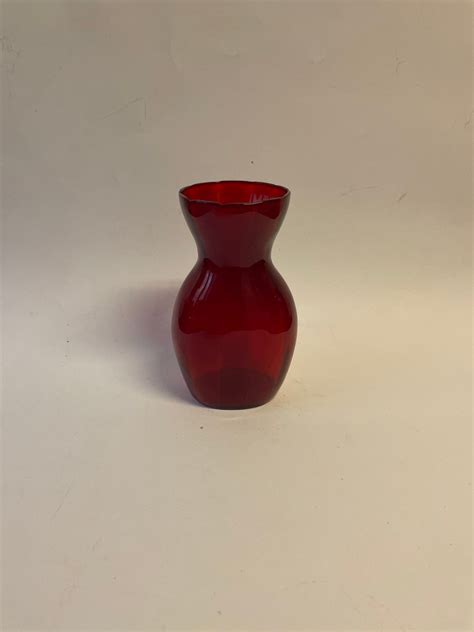Red Oval Hyacinth Glass Vase Kastrup White Hazeresidue Etsy