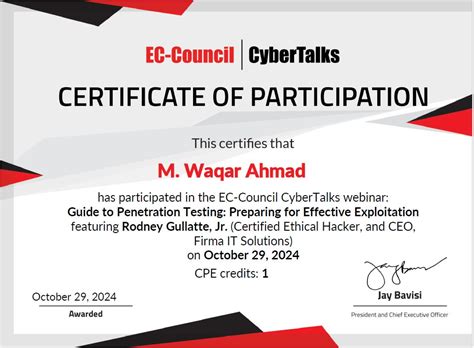 Accomplishment Cybertalks Penetrationtesting Eccouncil