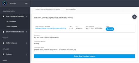 Create A Smart Contract Template Marco Console