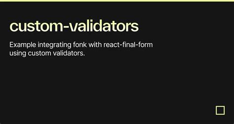Custom Validators Codesandbox
