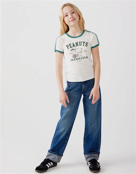 Rsq X Peanuts Double Stripe Girls Ringer Tee Cream Combo Tillys