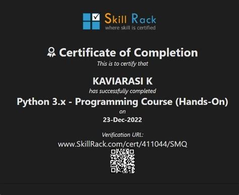 Kaviarasi K On Linkedin Certificate Of Completion Python Programming