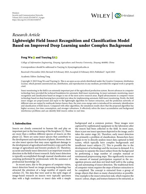 Pdf Lightweight Field Insect Recognition And Classification Model
