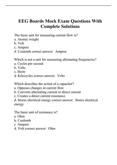 Eeg Boards Mock Exam Questions With Complete Solutions Eeg Stuvia Uk