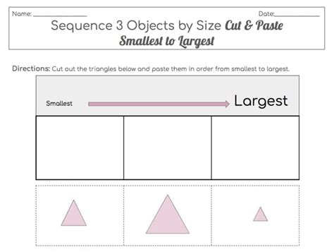 Sequence Shapes By Size 3 Or 5 Shapes Cut And Paste Worksheets For Prek Kinder