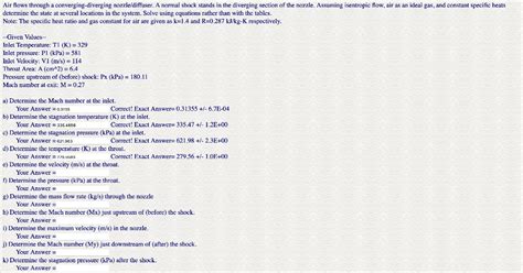 Solved Air Flows Through A Converging Diverging