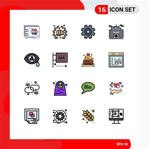 Set Of 16 Vector Flat Color Filled Lines On Grid For Mutation Business Hand Building Setting