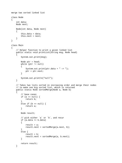 Merge Two Sorted Linked List Pdf