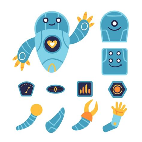 free vector robot character constructor set illustration