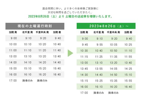 送迎車土曜運行 増便のお知らせ 千里リハビリテーション病院