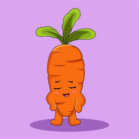 얼굴이 빨개지는 귀여운 당근 일러스트 프리미엄 벡터
